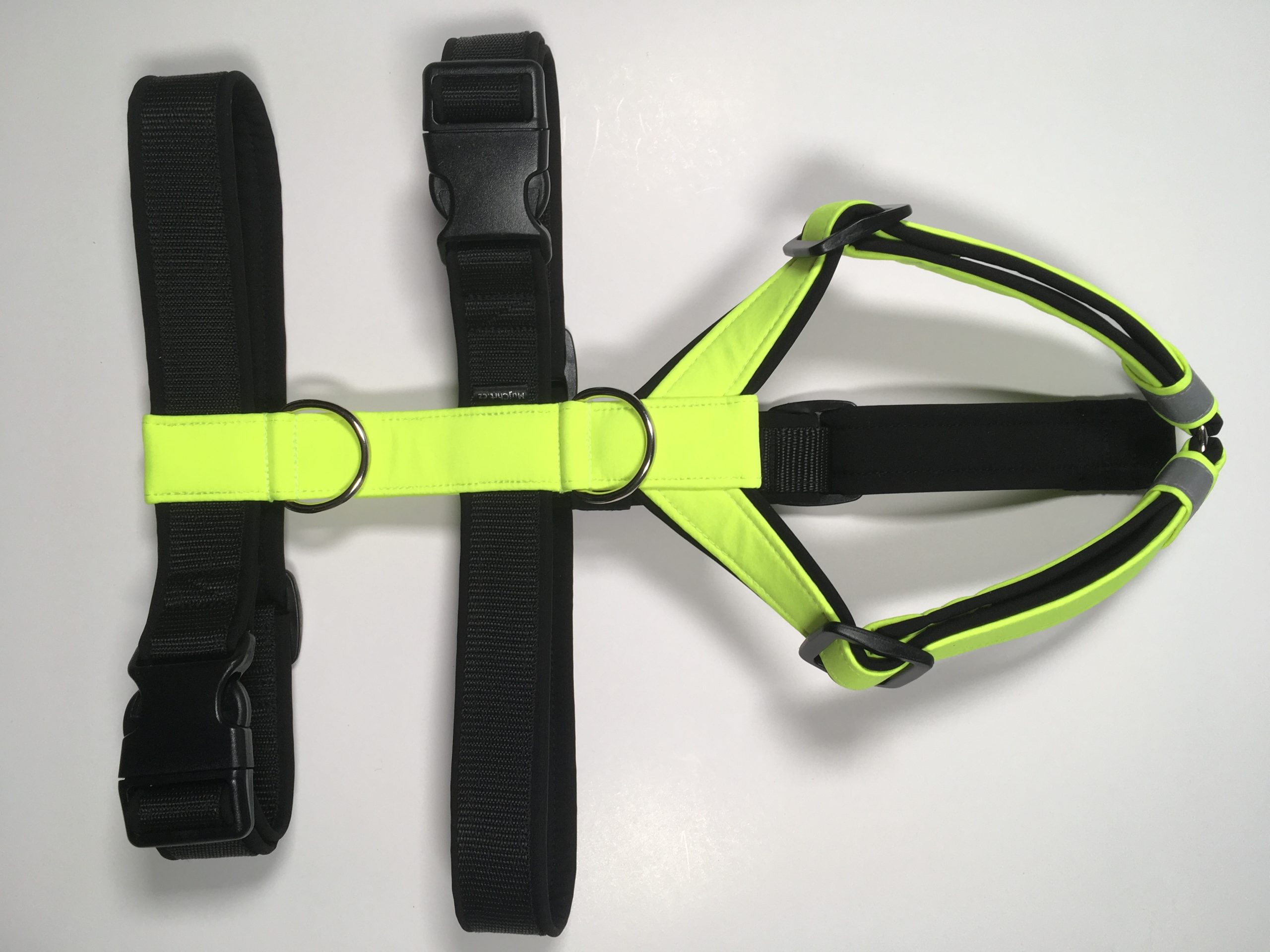 Postroj pro chrta, celonastavitelný, podšitý, žlutá neonová - pevný a ...